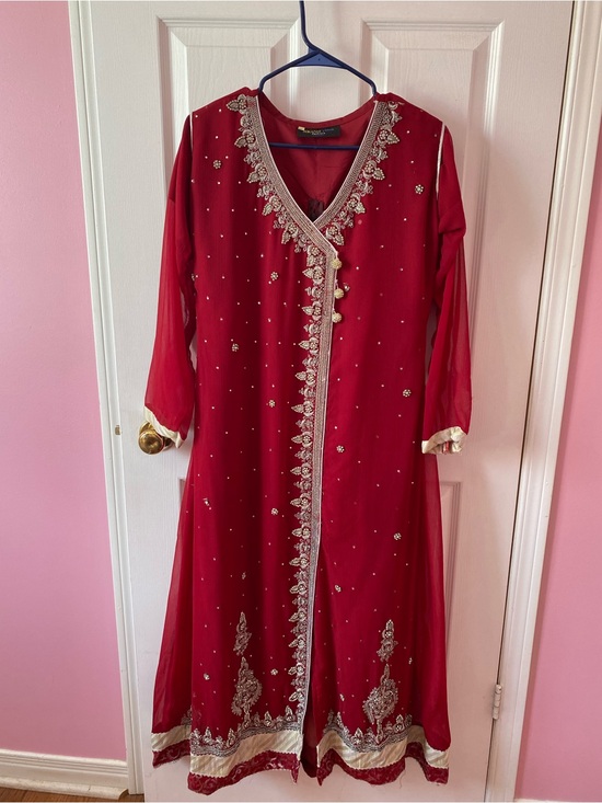 Dresses | Womens 3pc Red Pakistani Anarkali Desi Suit Party Dress ...